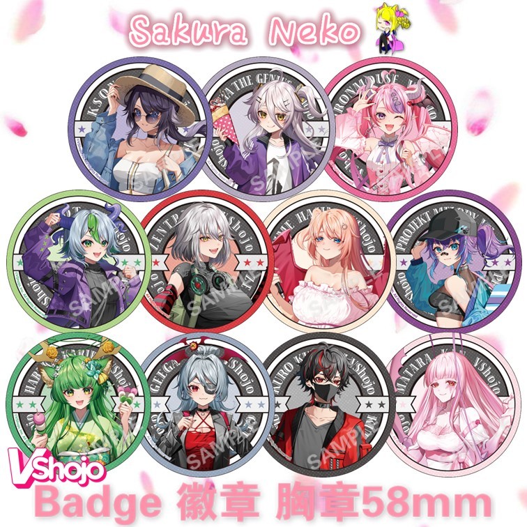 Ready Stocks VShojo 虚拟主播 VTuber Game Anime Button Badge 动漫周边徽章胸章 58mm ...
