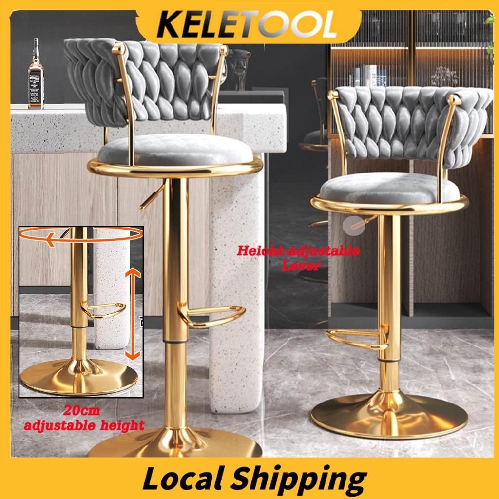 Bar Stool High Chair Back Rest Kerusi Bar Counter Tinggi Island Chair ...
