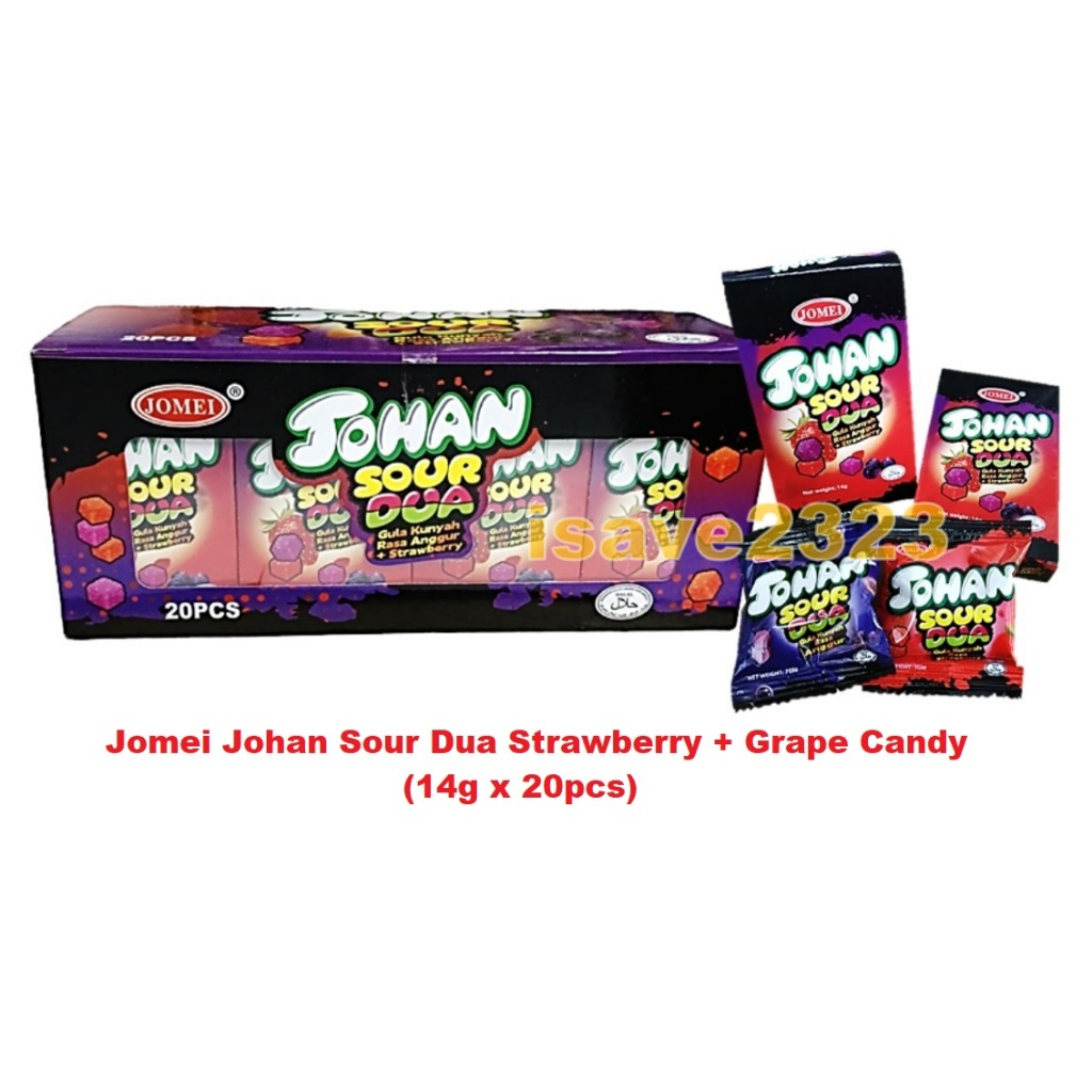 [HALAL] Jomei Johan Sour Dua Strawberry + Grape Candy (14g x 20pcs ...