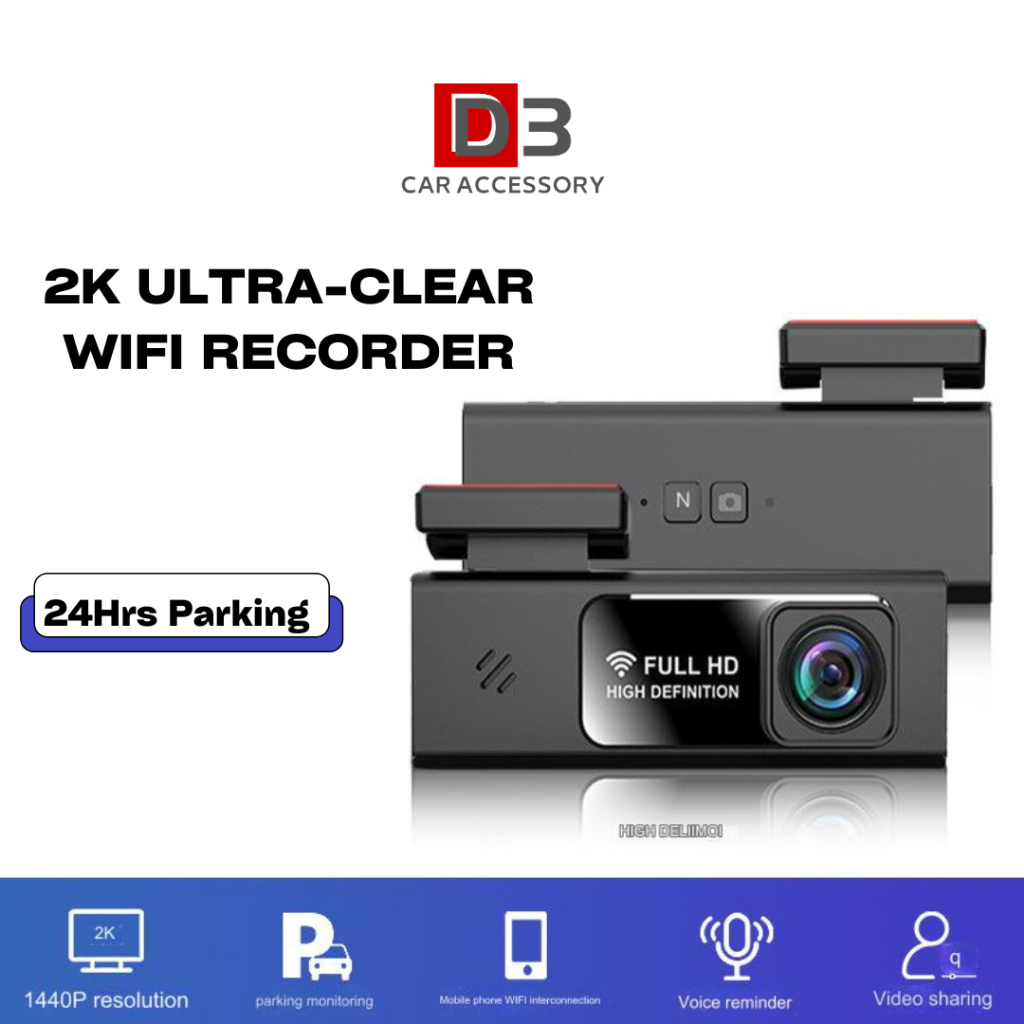 D3 dash cam Recording 1440P ultra-clear night vision include 24-hour ...