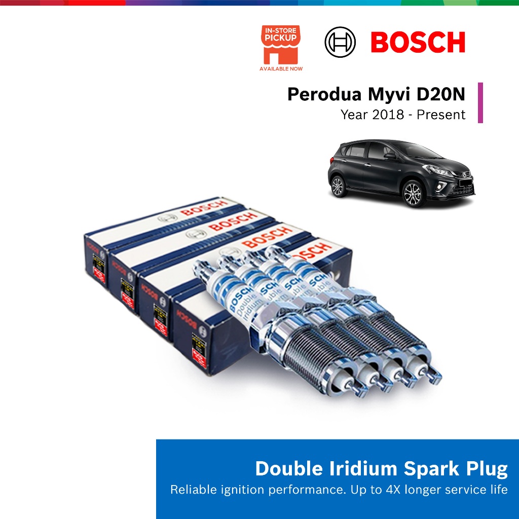 Bosch Double Iridium Spark Plug for Perodua Myvi D20N D51A 1.3 1.5 3rd ...