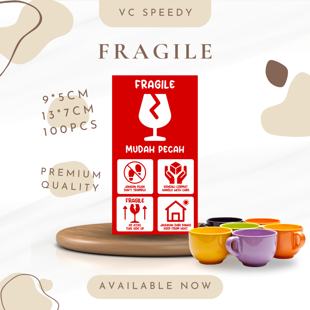 Fragile Sticker Label Live Fish Live Plant Fresh Food Frozen Food 9cm ...