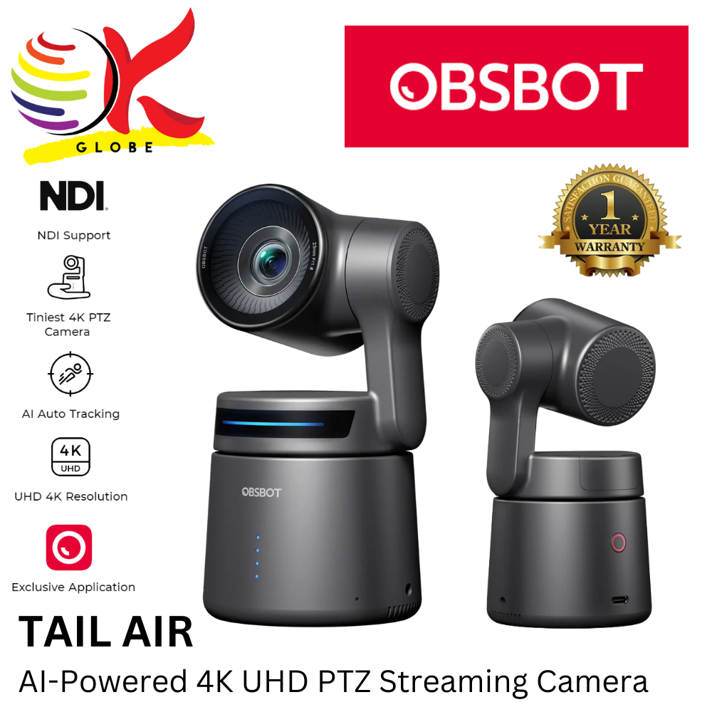 OBSBOT TAIL AIR AI-POWERED 4K UHD PTZ STREAMING CAMERA WITH NDI SUPPORT ...