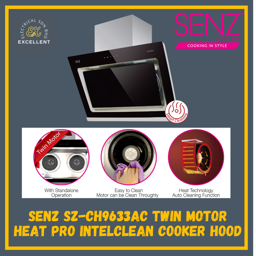 SENZ SZ-CH9633AC Twin Motor Heat Pro intelClean Cooker Hood | Shopee ...