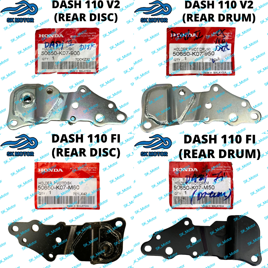Honda DASH 110 V2 Fi REAR DRUM DISC Original Pivot Holder Exhaust Stay ...