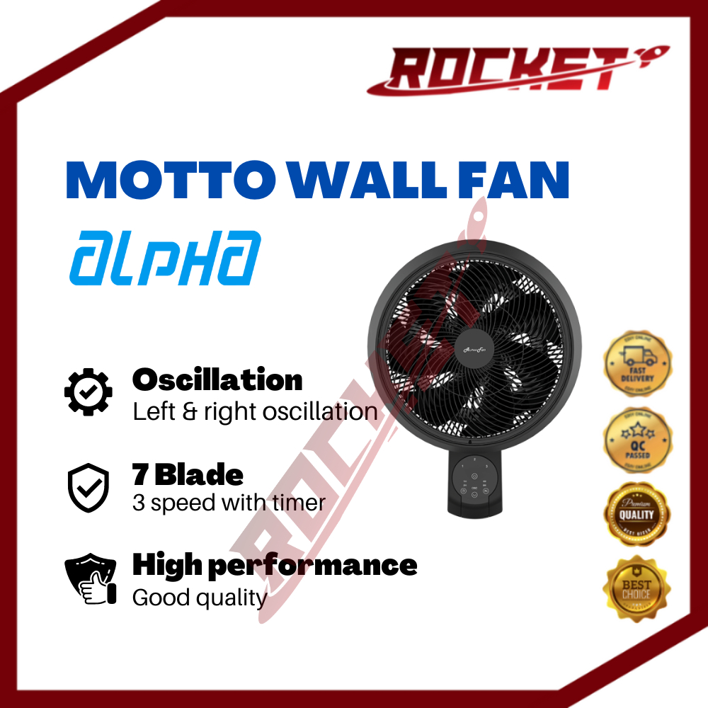 Wall Fan Alpha Motto WF60 Kipas dinding 12Inch 3 Speeds With Remote ...