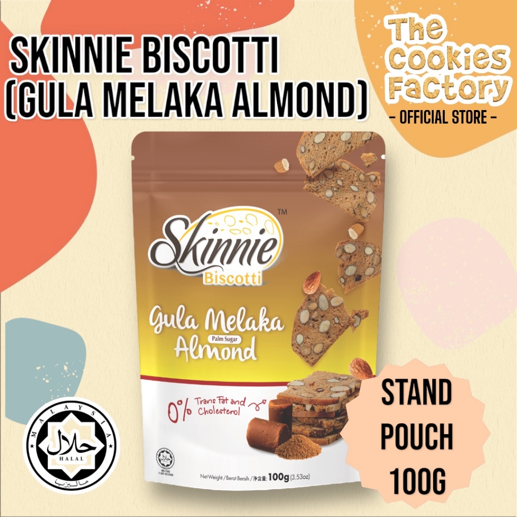 SKINNIE Biscotti: Gula Melaka Almond Biscotti 100G (Stand Pouch ...