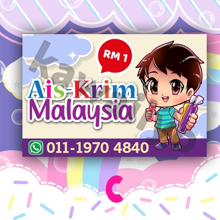 Banner Ais Krim Malaysia (3x2 kaki) | Kawaiiyo | Shopee Malaysia