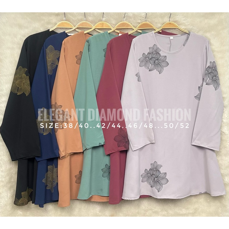 CLARA BLOUSE CORAK LABUH MUSLIMAH PLUSSIZE | Shopee Malaysia