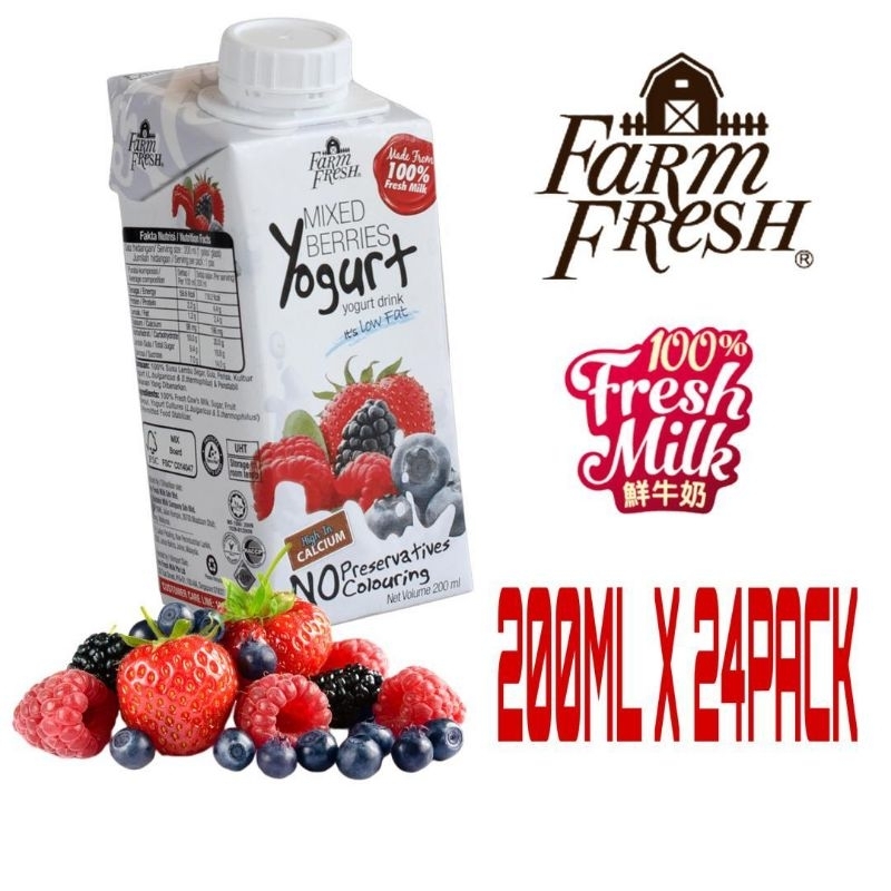 FARM FRESH UHT YOGURT MIX BERRIES MILK (200ML x 24Pack) | Shopee Malaysia