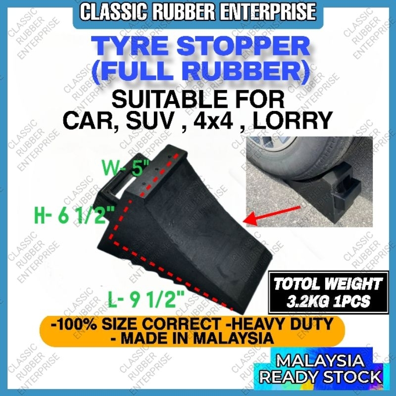 Tyre Stopper (FULL RUBBER) Rubber Wheel Chock For Car SUV 4x4 Lorry ...