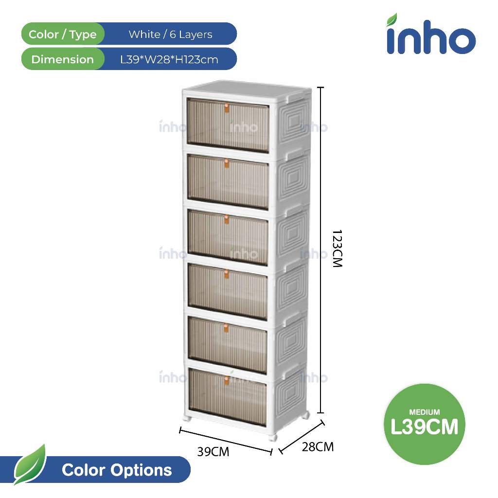INHO L39/44cm (1-6 Layers) Foldable Stackable Plastics Shoes Storage ...