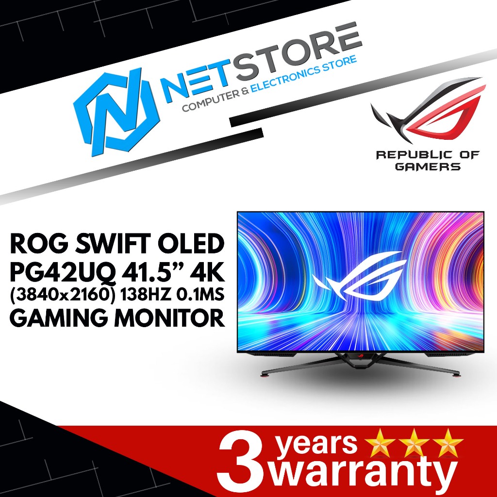 ASUS ROG SWIFT OLED PG42UQ 41.5” 4K (3840x2160) 138HZ 0.1MS GAMING ...