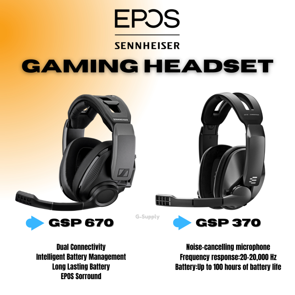 EPOS SENNHEISER GSP 670 GSP 370 Wireless Gaming Headset Headphone Noise Cancelling Lag Free for ...