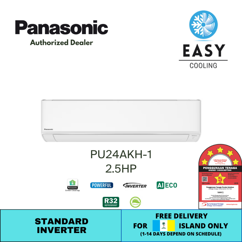 [PENANG ISLAND] 5 Star Panasonic Inverter CS-CU/PU Series 1.0HP-2.5HP ...