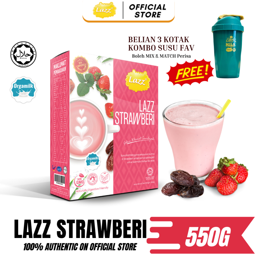 LAZZ Susu Kambing Kurma Strawberry 550g | Shopee Malaysia