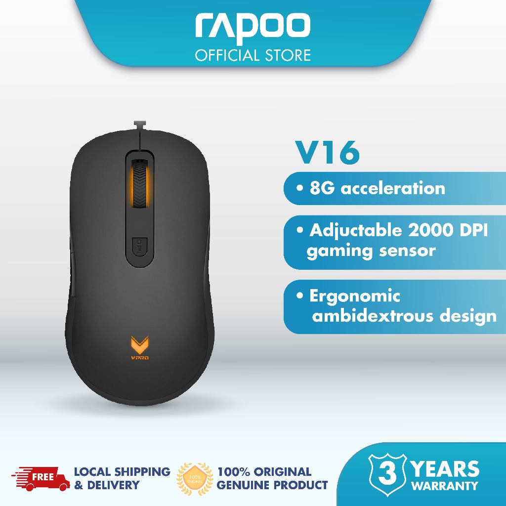 Rapoo V16 Wired Gaming Mouse | Shopee Malaysia