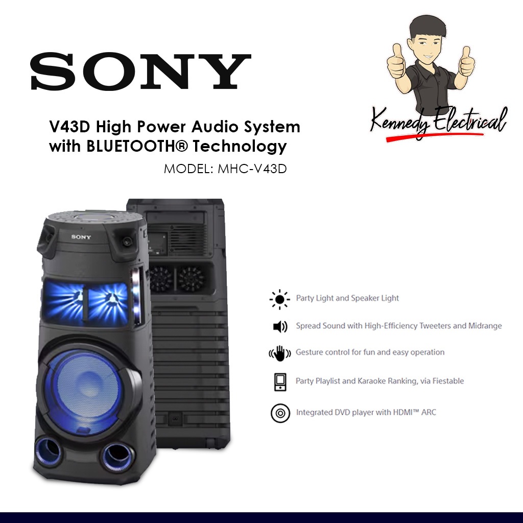 Sony V43D High Power Audio System with BLUETOOTH® Technology MHC-V43D ...