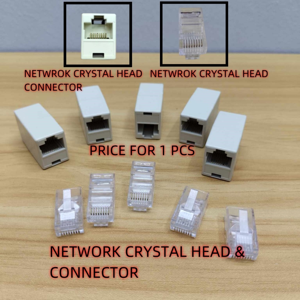 NETWORK CRYSTAL HEAD & CONNECTOR CAT6 / CAT5 Ethernet Cable CRYSTAL ...