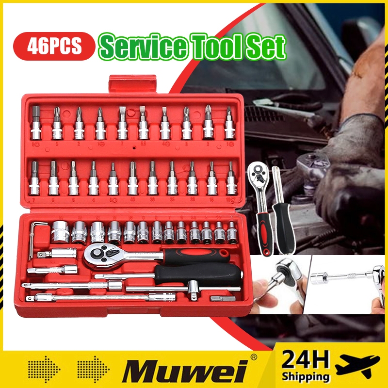 46PCs Ratchet Screwdriver Set Hand Tool Kit Combination Socket Wrench Set Ratchet Spanner Tools ...