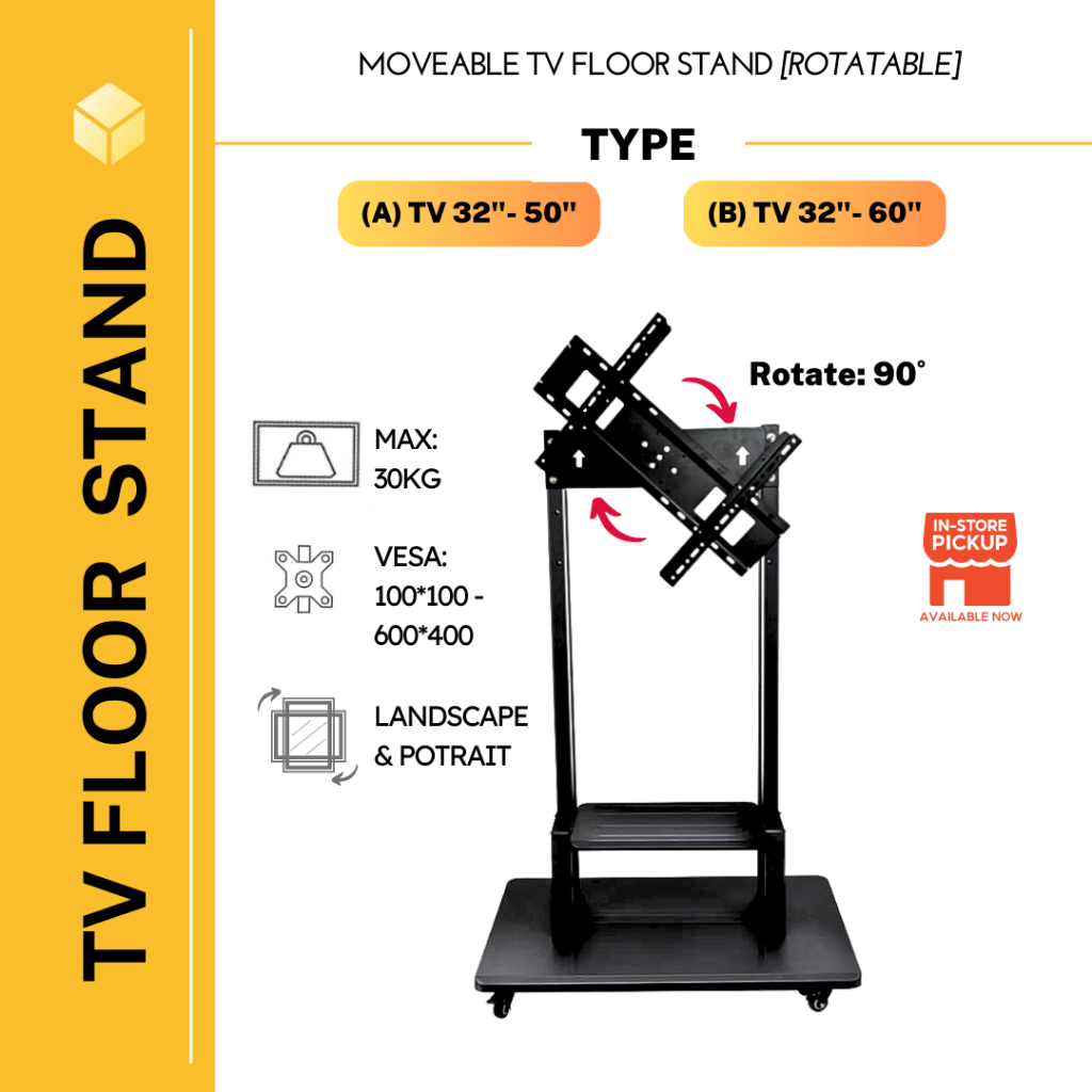 Rotatable TV Floor Stand LED TV Mounted Bracket MoveableTV Stand with ...