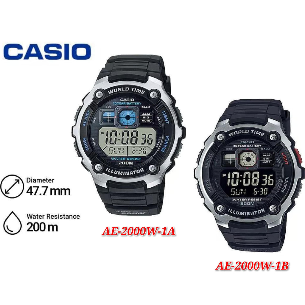 Casio Youth Digital Resin Band Men Watch AE-2000W | Shopee Malaysia