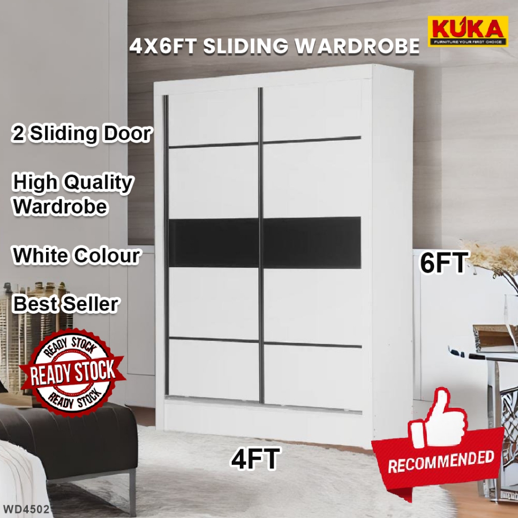 [FREE INSTALLATION] 2 Door Wardrobe | 4ft x 6ft Sliding Door | Almari ...