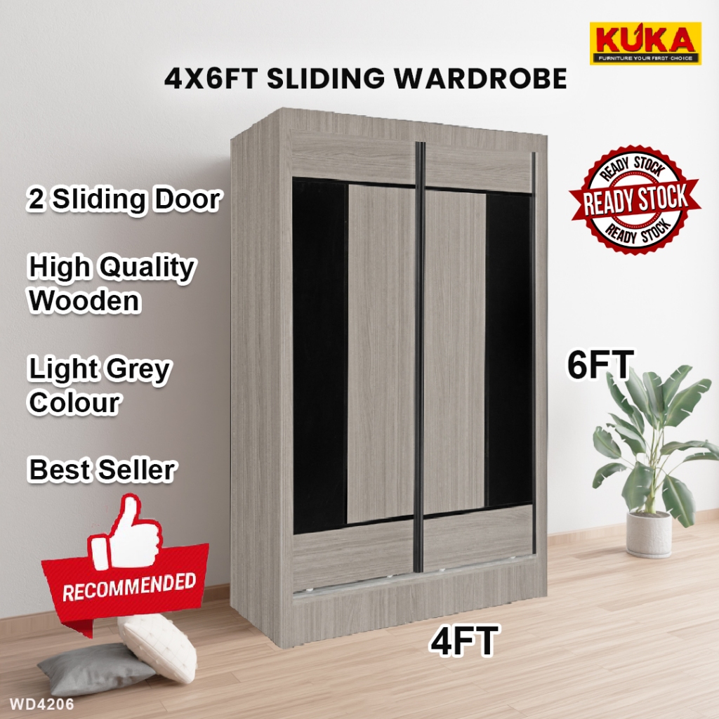 [FREE INSTALLATION] 2 Door Wardrobe | 4ft x 6ft Sliding Door | Almari ...