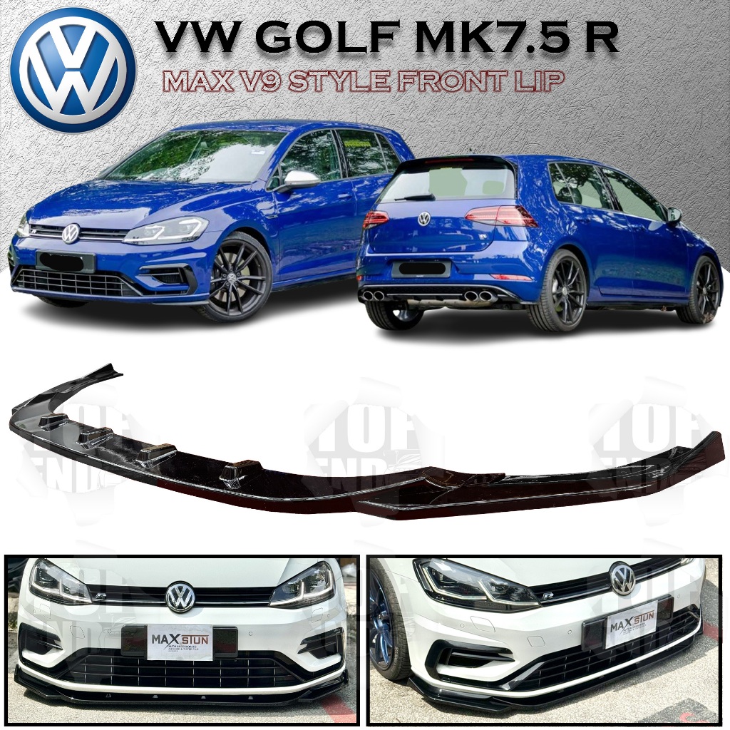 VOLKSWAGEN GOLF MK7.5 R MAXTON V9 FRONT LIP BUMPER SKIRT LIP DEPAN VW GOLF 7.5 R-LINE GOLF R ...