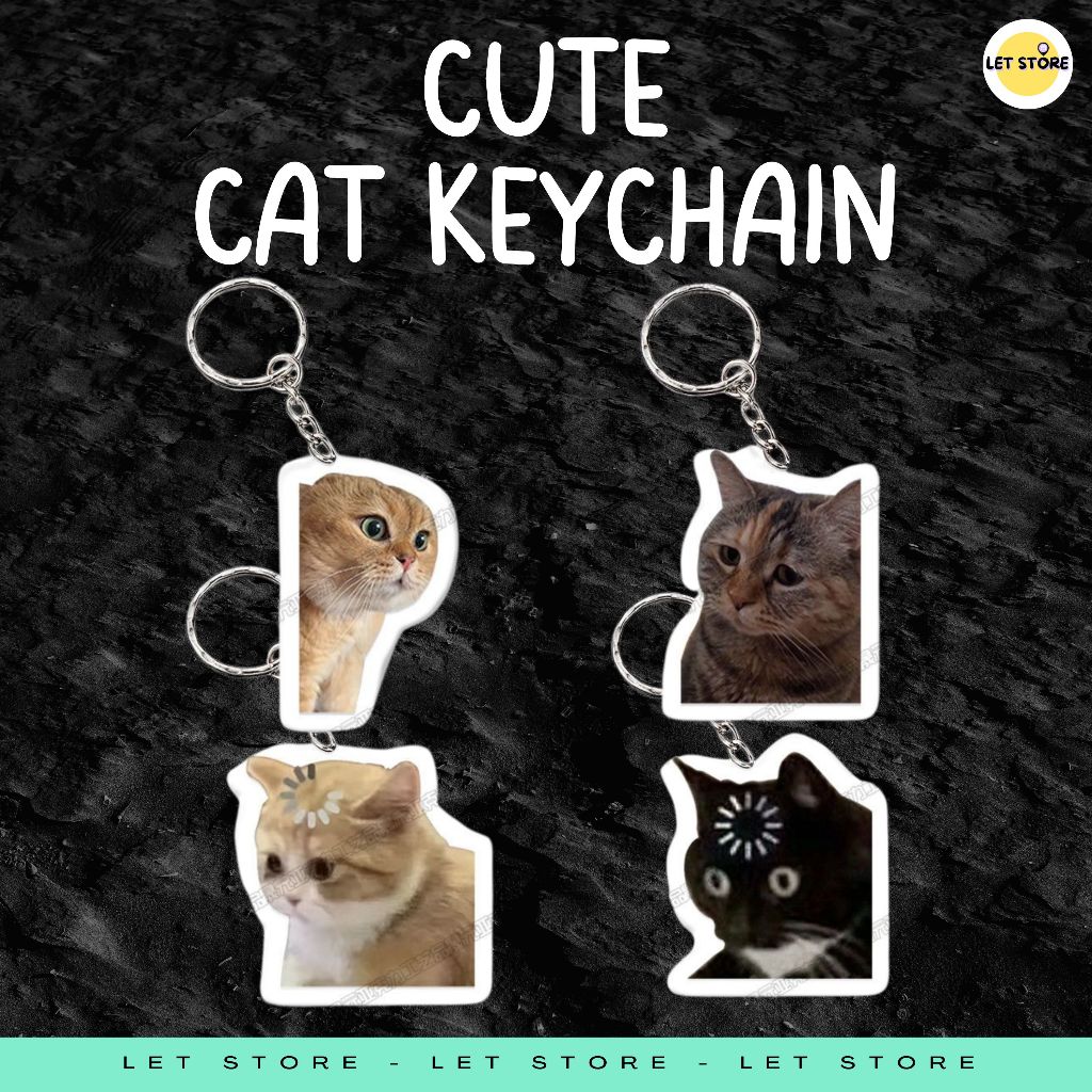 Keychain Cat Acrylic Cute Cat Viral Cute Meow Cartoon Bag Keychain Key ...