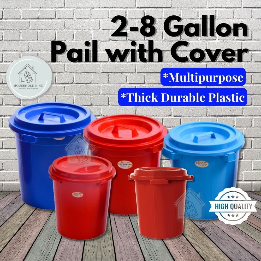 [2-8Gallon] Pail with Cover/ Tong Air/ Baldi/ Timba/ Plastic Pail ...