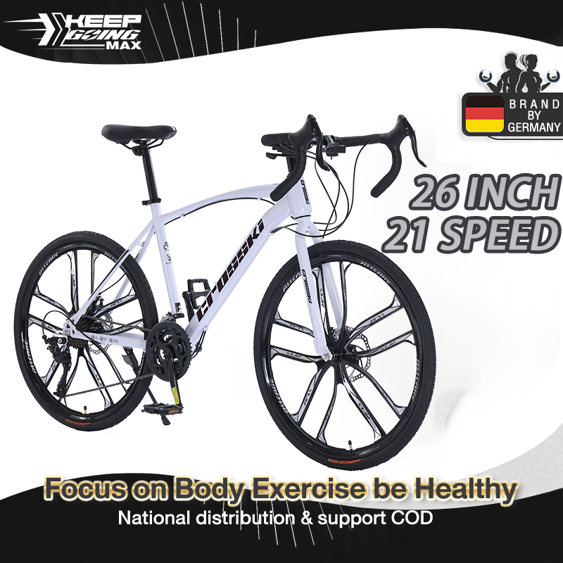 CROSSKI™ 26” Inch Racing MTB Road Bike 21 Speed Roadbike Double Disc ...