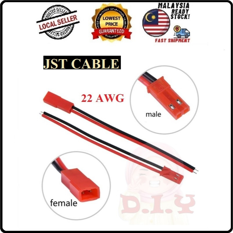JST Cable 10CM RC Lipo Battery Connector Wires Cables Plug Male Female ...