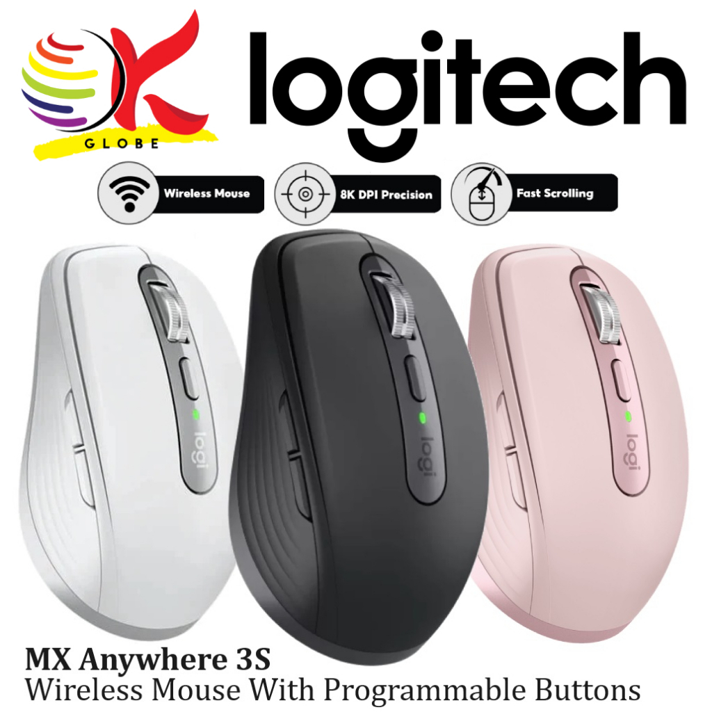 LOGITECH MX ANYWHERE 3S COMPACT WIRELESS MOUSE 8000DPI / FAST SCROLLING / 6 BUTTONS ...