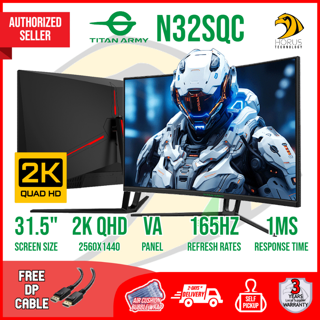 Titan Army 32" Curved 165Hz 2K Gaming Monitor (N32SQC | N32SQ-PLUS ...