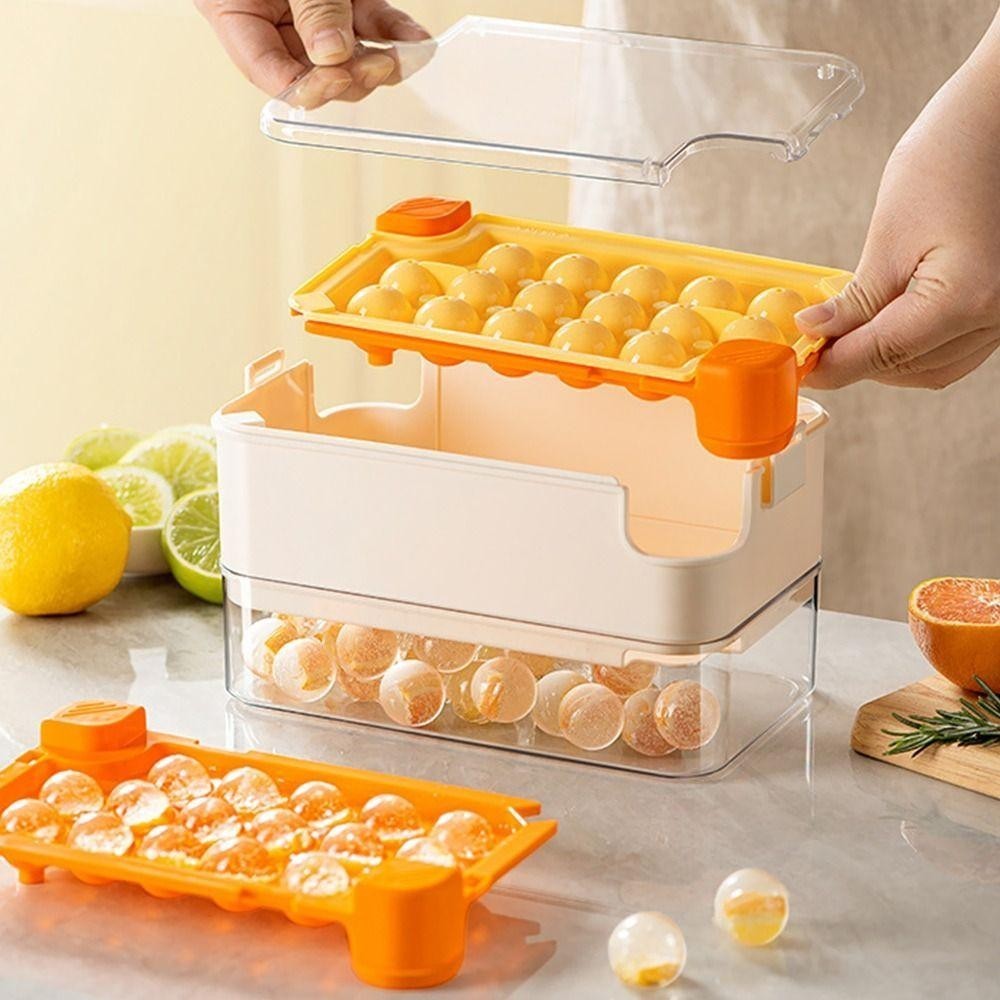 Press Ice Cube Mold Ice Tray Ice Box with Lid Food Grade Frozen Ice ...