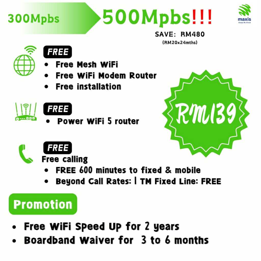 🔥500 Mbps🔥 Modem Maxis Home Fibre 500 Mbps | Unlimited Data Hotspot ...