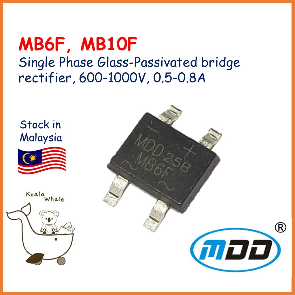 MB6F MB10F MB 6F 10F SMD Single Phase Glass Passivated bridge rectifier 600V 1000V 0.5A 0.8A ...