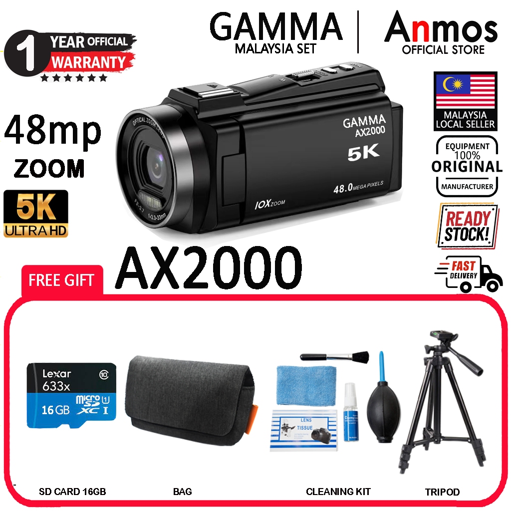 GAMMA AX2000 PROFESSIONAL VIDEO CAMERA WIFI CAMCORDER HANDYCAM 5K ...