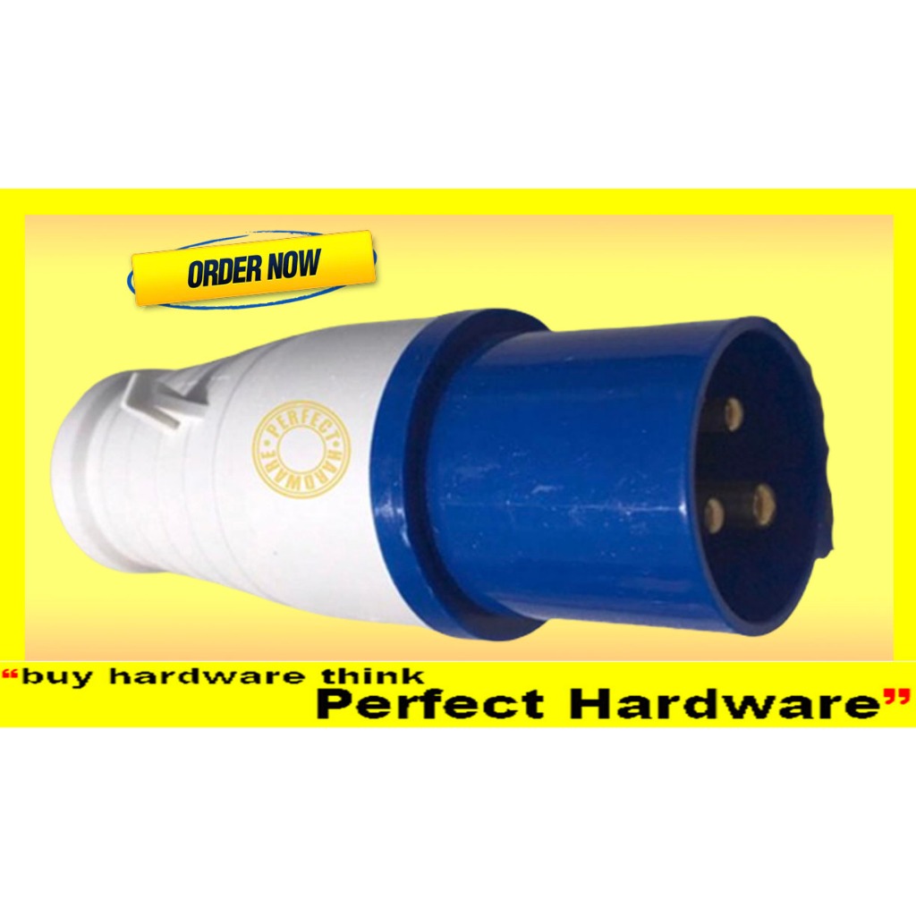 INDUSTRIAL PLUG CONNECTOR 16A 3 PIN BLUE SINGLE PHASE PLUG/SOCKET ...