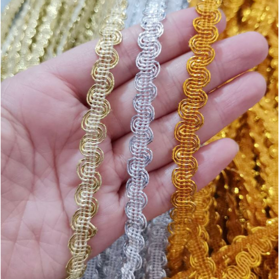 1yard 8mm Bright Gold Silver Braided Lace Band Golden Cosplay Ribbons ...