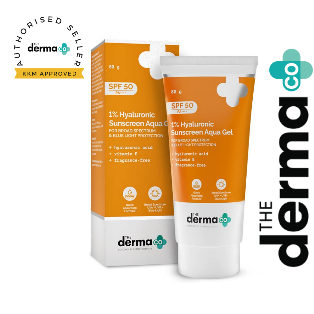 The Derma Co 1% Hyaluronic Sunscreen Aqua Gel with SPF 50 PA++++ For ...