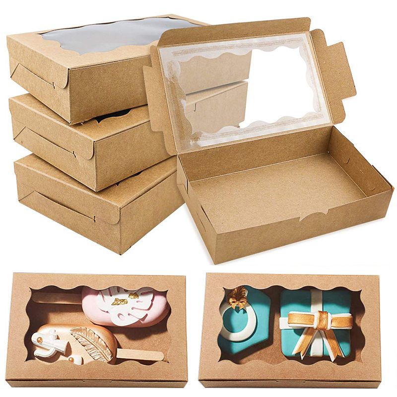 FLOWSY (10 PCS) Dessert Bakery Food Packaging Boxes Lace With Window ...