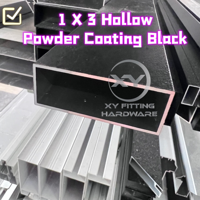 1 X 3 Aluminium Rectangular Hollow Bar 2ft-6ft Powder Coating Black 长方通 ...