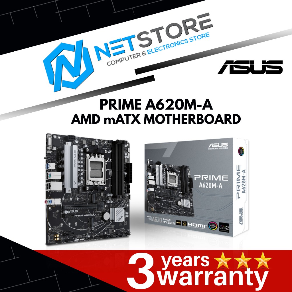 ASUS PRIME A620M-A AMD mATX MOTHERBOARD - 90MB1F10-M0UAY0 | Shopee Malaysia