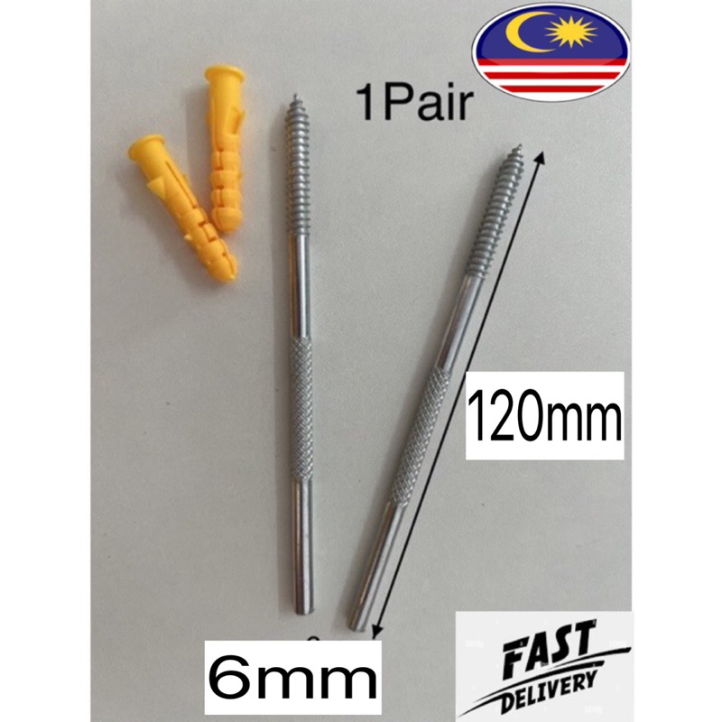 Plastic Wall Plug Expansion Floating Wall Shelf Screw 1 Pair Skru Rak ...