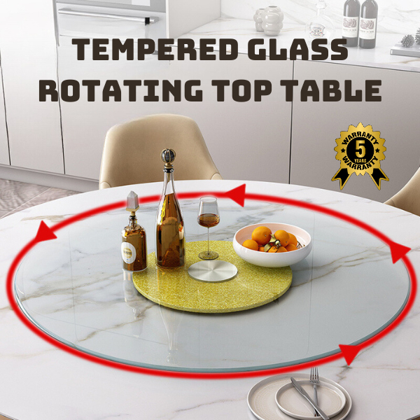 70cm empered Glass Rotating Top Table Turn Top Lazy Susan Dining Table ...