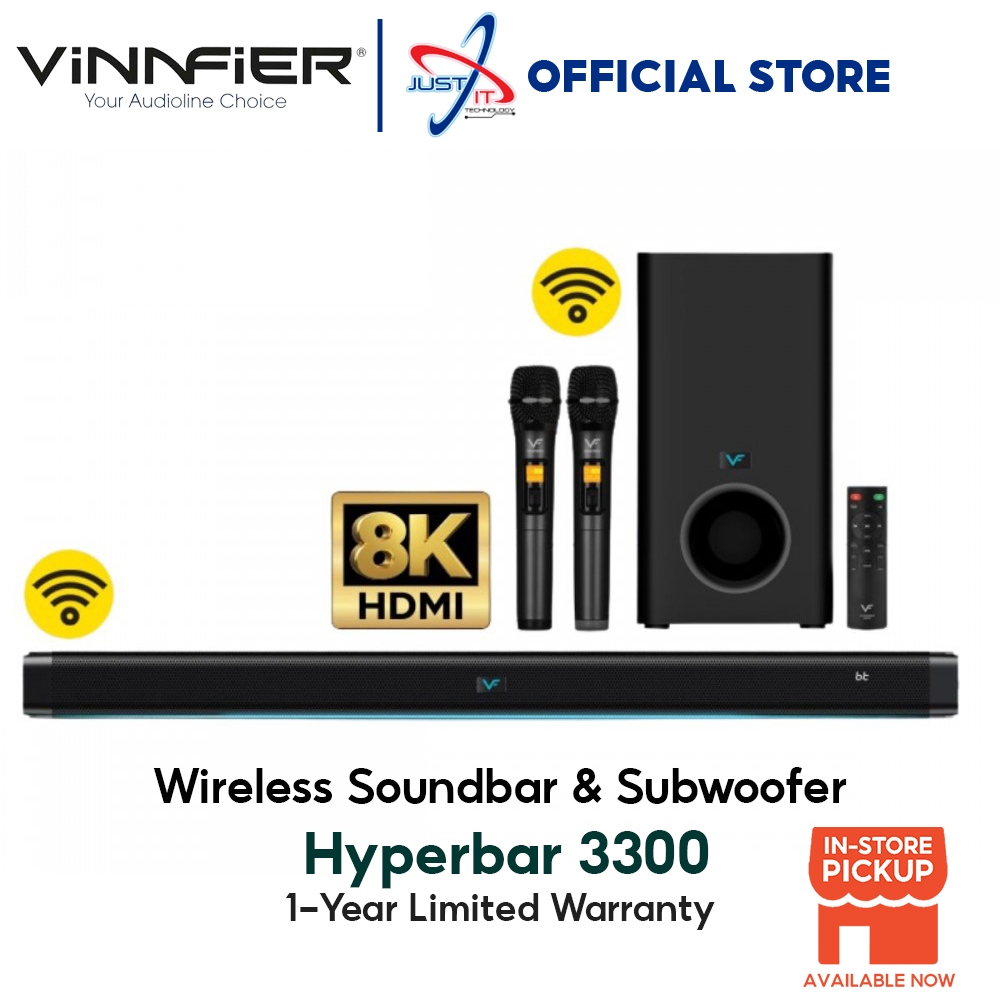 Vinnfier Hyperbar 3300 AUX BT HDMI USB Optical Subwoofer (460W ...
