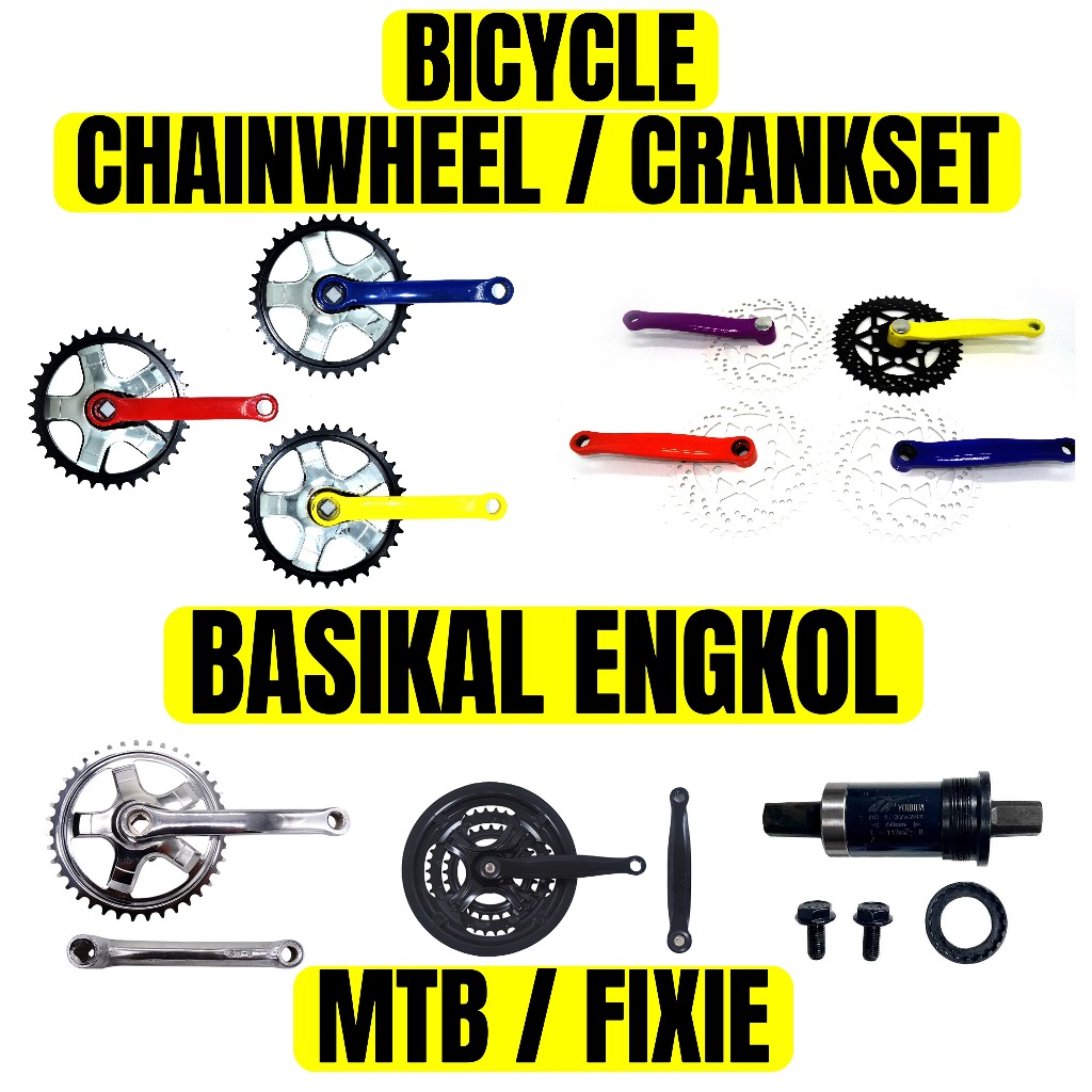 BICYCLE CHAINWHEEL CRANKSET ENGKOL BASIKAL 12" - 26" 36T 44T SINGLE ...