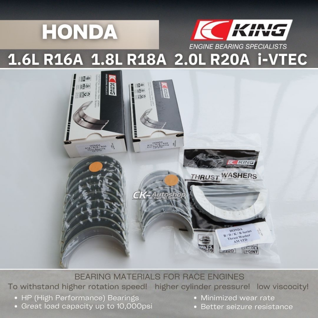 KING Bearing HONDA 1.6L R16A 1.8L R18A 2.0L R20A iVTEC SOHC for CRV RE5 ...